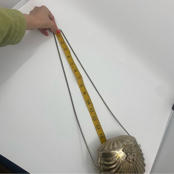 Vintage | Bags | Vintage Art Deco Silver Antique Clam Shell Purse Chain ...